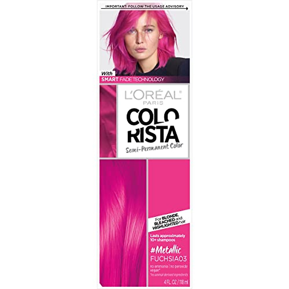 L'Oreal Paris Colorista Metallic Pink Hair Color Kit for Light Blonde