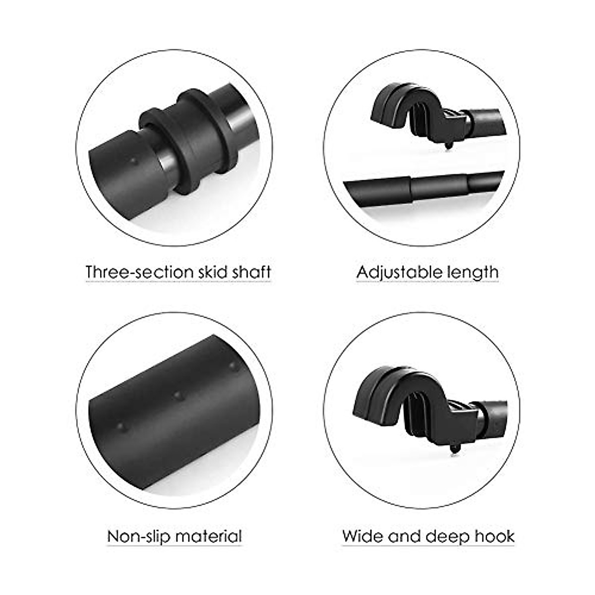 LITTLEMOLE Car Clothes Hanger Bar, Expandable Vehicle Clothing Rack Hanger Rod with Heavy Duty Metal and Rubber Grips, Great for Travel or Garment Cloths