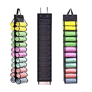 ZFZGFRCS Legging Storage Organizer Hanging Legging Storage Hanger with 24 Compartments, Hanging Legging Holder Organizer for Yoga Leggings Clothes Roll (Black)