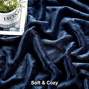 DREAMNINE Large Soft Plush Fleece Throw Blanket 60" x 80", Solid Shag Minky Lightweight Fuzzy Flannel Blanket for Bedroom, Luxury Washable Cozy Warm Velvet Blankets for Couch Sofa, Twin Size,Navy Blue