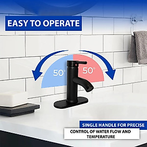 Matte Black Bathroom Faucet - Single Handle Vessel Sink Faucet for 1 and 3 Holes with 6 Inch Deck Plate & 24 Inch Hose - Mixer Vanity Faucet for Bath and RV Sinks
