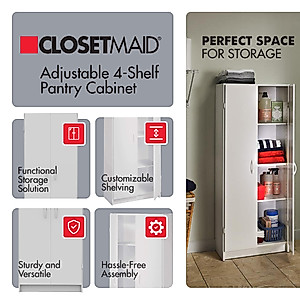 ClosetMaid Pantry Cabinet Cupboard with 2 Doors, Adjustable Shelves, Standing, Storage for Kitchen, Laundry or Utility Room, White