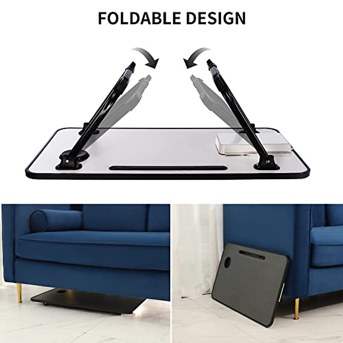 [28' x 16'] Extra Large Foldable Laptop Table for Bed, Floor Desk - Great for Eating, Study, Computer Use & Writing (Black)