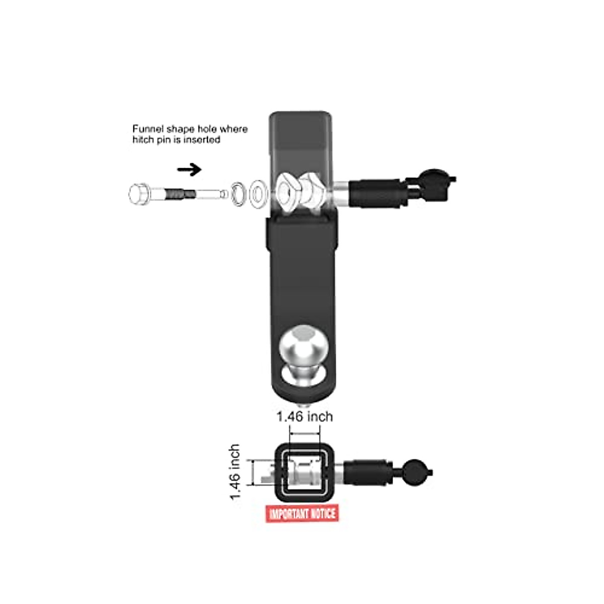 GGC4X4 Premium Anti-Rattle Hitch Lock Pin, Bike Racks, or Boat Trailers Silence The Rattling Noise That Occurs While Towing.Tightening Hitch Pin.Bolt Lock.Dodge Journey. Hitch Locking Pin