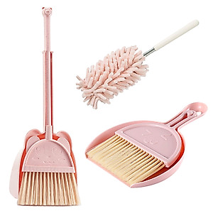 Kalolary 5 Pcs Mini Broom and Dustpan Set, Mini Broom with Dustpan for Home, Little Broom Dustpan Set with Extendable Duster for Cleaning for Office Home Table Desk Key Board
