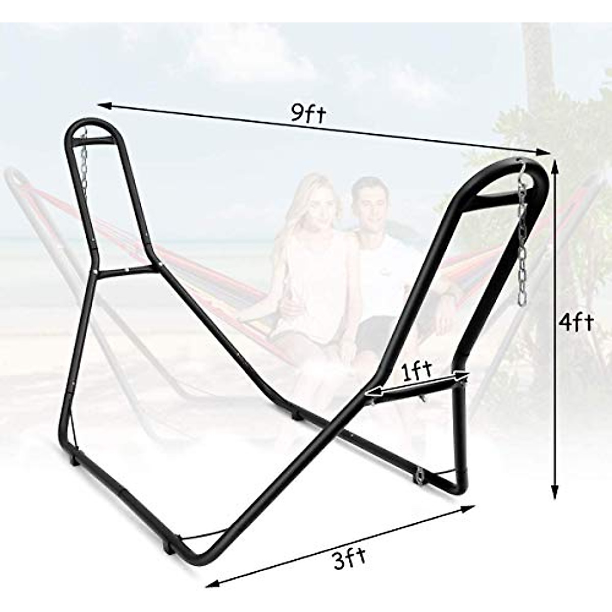 HAPPYGRILL Hammock Stand Adjustable 9 to 12 Feet Long Hammock Frame for Indoor Outdoor Patio Backyard