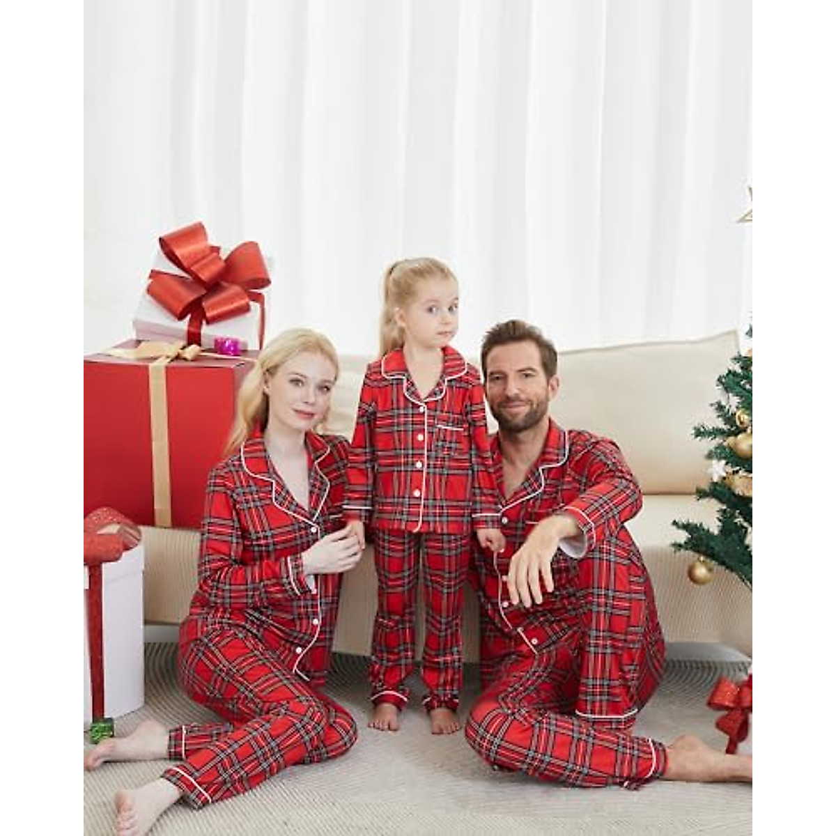 DAUGHTER QUEEN Family Christmas Pjs matching Sets Plaid Christmas Pajamas Women Xmas Jammies Couples Holiday Pj Ladies Soft Comfy Clothes Sleepwear Outfits Medium M