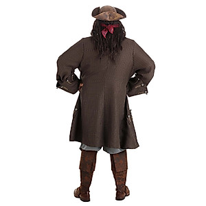 Plus Mens Deluxe Jack Sparrow Pirate Costume, Disney Pirates of The Caribbean Captain Jack Sparrow Adult Costume 4X Brown