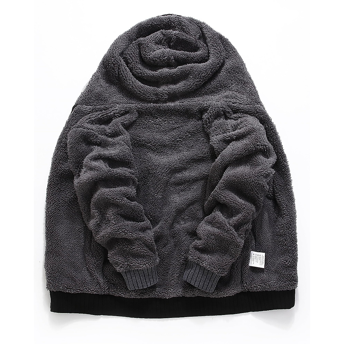 Little Beauty Mens Zip Up Hoodie Thick Fleece Lined Winter Heavyweight Hoodie Black Light Grey