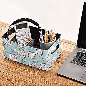 Kawaii Cute Cat Storage Basket Felt Storage Bin Collapsible Towel Storage Convenient Box Organizer for Pet Supplies Magazine