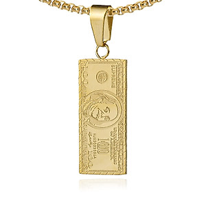 Mgutillart Fashion 18K Gold Plated Money Dollar Pendant Necklace(Gold)