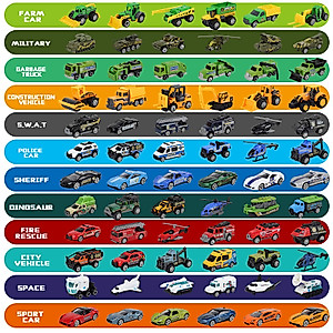 Oriate Diecast Toy Cars Set for 3 4 5 6 7 8 Year Old Boys, 12 Pack Mini Metal Cars 1/64, 12 Theme in one Set Blind Box Edition- Include Farm, Space Ship, Truck for Children Birthday Party Decor Gifts