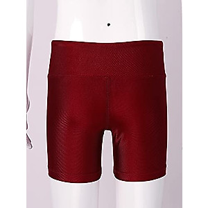 Hansber Kids Girls Boycut Shorts Solid Color Sports/Dance/Gymnastics Athletic Bottoms Summer Hot Pants Letter Burgundy 12