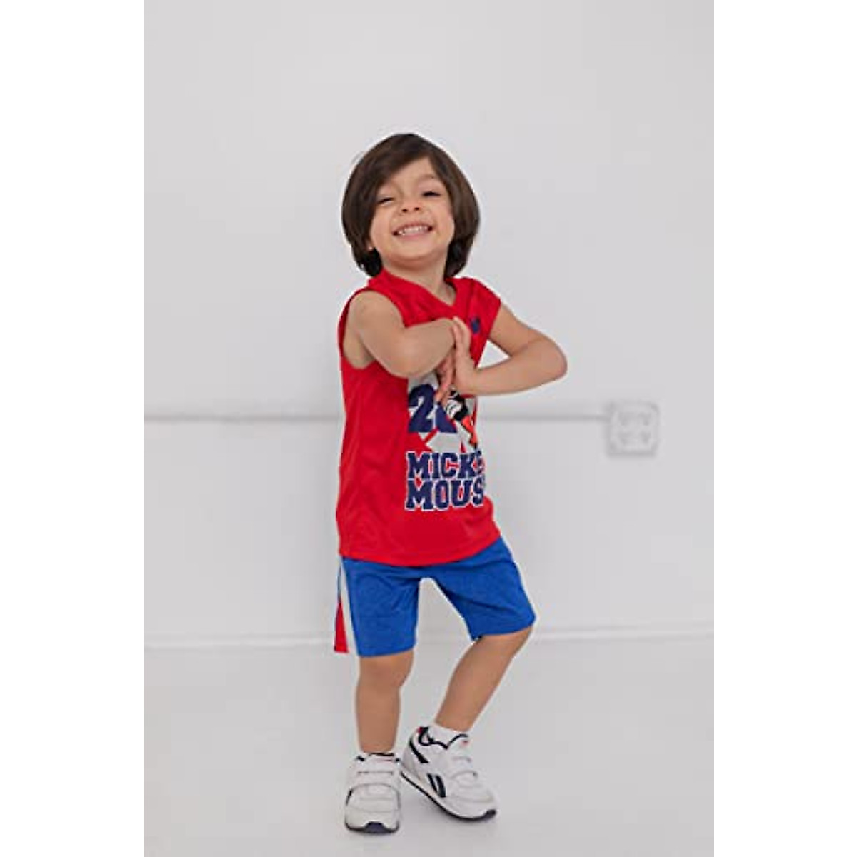 Disney Mickey Mouse Donald Duck Goofy Toddler Boys Graphic T-Shirt Tank Top and Shorts 3 Piece Set Blue/Gray/Red 2T