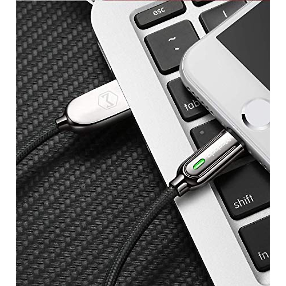 Upgraded Power Off/On Smart LED Auto Disconnect Nylon Braided Sync Charge USB Data 6FT/1.8M Cable Compatible iPhone/iPad Pro/Air,iPad Mini,iPod (2 Pack Red (iPhone), 6FT)