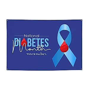 in November Diabetes Awareness Month Backdrop Banner Holiday Decoration Photo Booth Background Tapestry Decor Supplies for Party Home Office 47 * 71 Inches