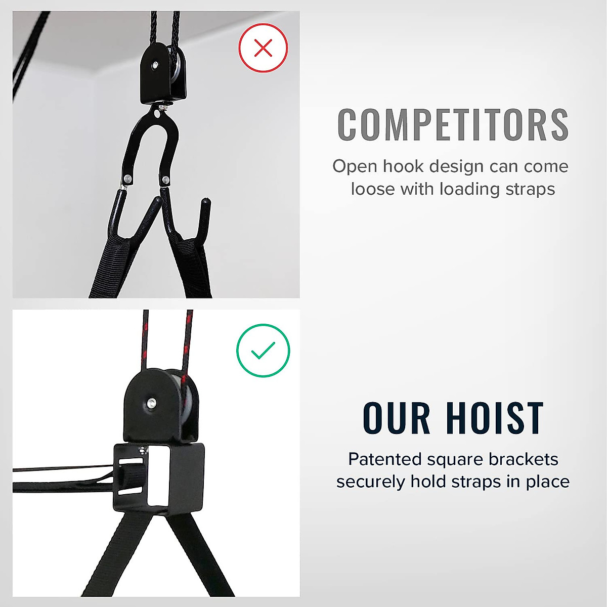 StoreYourBoard Kayak Ceiling Storage Hoist, Garage Pulley Hi-Lift System (2 Kayaks)