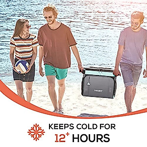 TOURIT 50-Can Collapsible Rolling Cooler Leakproof Insulated Soft Cooler Bag with Wheels and All-Terrain Cart for Beach, Camping, Patio Travel, Outdoor, Ball Fields