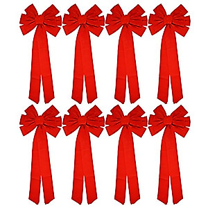 Black Duck Brand Set of 8 Christmas Red Velvet Bows 26" Long 10" Wide 10 Loop Holiday/Christmas Bows!