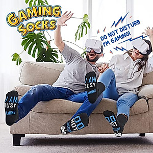 Gifts For Men Funny Novelty Socks - Christmas Stocking Stuffers for Men Women Teen Boys Girls Fun Gaming Gamer Dress Socks Birthday Mens Gift Ideas Cool Stuff For Dad Father Boyfriend Adult
