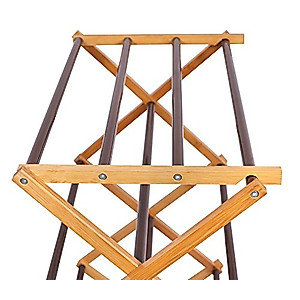 BIRDROCK HOME Folding Steel Clothes Drying Rack - 3 Tier - Water-Resistant Bamboo Wood - Fully Assembled Collapsible Dry Rack - Walnut (Brown)