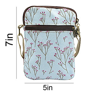 RARITYUS Canvas Small Crossbody Cell Phone Purse Cute Shoulder Bag with Adjustable Strap for Women Blue