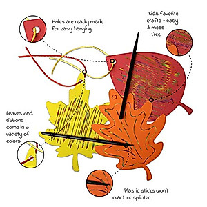 Neliblu Magic Fall Colors Scratch Fall Craft Art Set - Colorful Scratch Paper Autumn Leaves in Bright Fall Colors - Set of 24 Leaves, 24 Scratch Sticks and 24 Ribbons