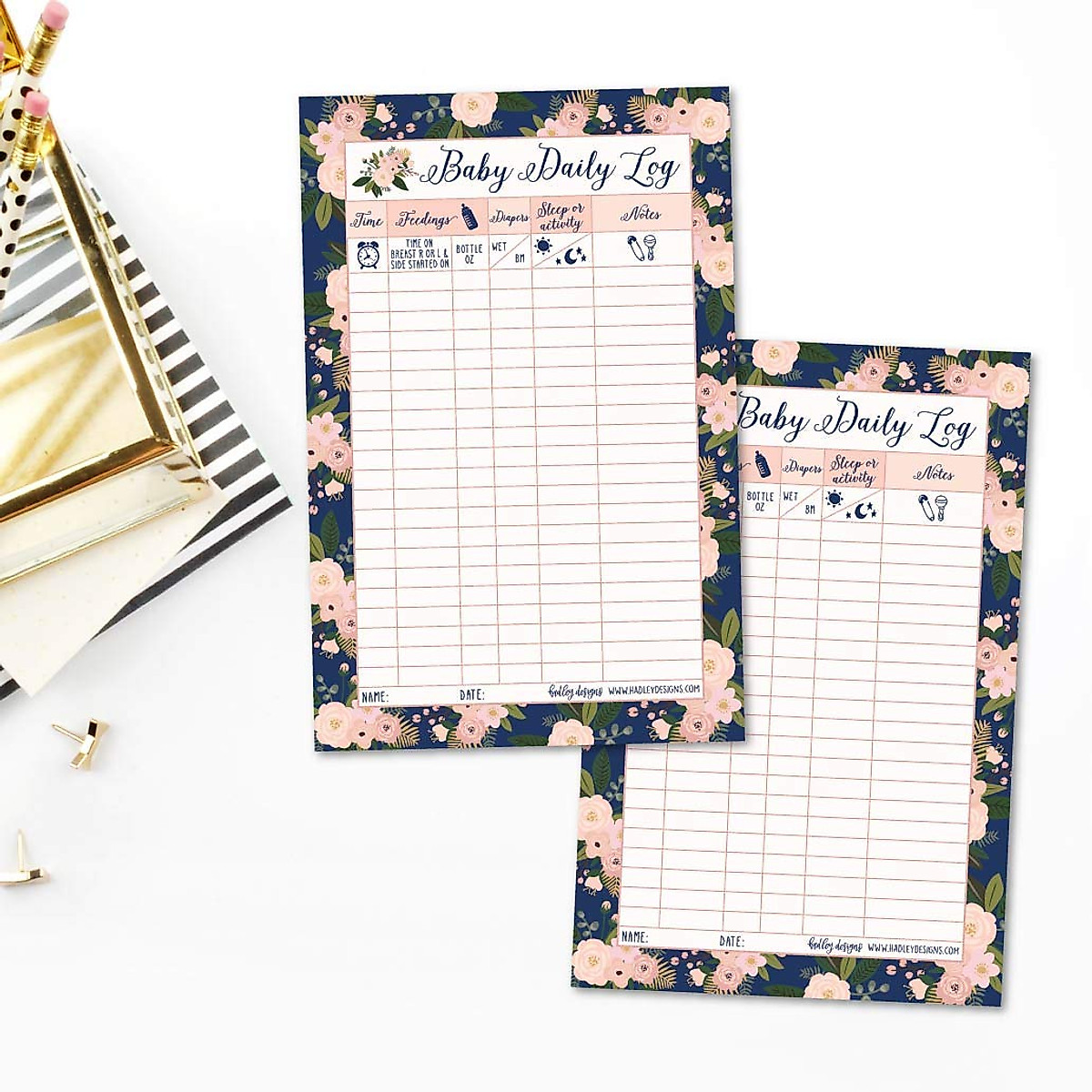 Newborn Baby Log Tracker Journal Book, Infant Daily Schedule, Feeding Food Sleep Naps Activity Diaper Change Monitor Notes For Babies, Mommy Nursing or Breastfeeding Record Tracking Chart 50 Sheet Pad