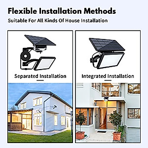Solar Outdoor Lights with Dusk to Dawn - 48 LED Lights, IP65 Waterproof, 180° Adjustable, 800 Lumens Separable Security Light, Wall Mount Solar Flood Lights for Garden, Pathway, Yard, Patio, Balcony