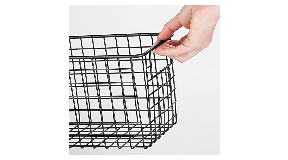 mDesign Slim Wire Storage Organizer Basket for Kitchen & Home