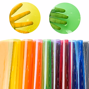 XHT 9 Pcs Clear PVC Vinyl, 21cmx30cm Fluorescent Solid Color Transparent Waterproof Film for Hair Bows Earrings Crafts