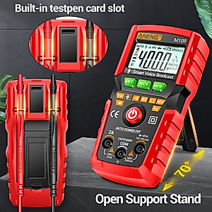ANENG Pocket Multimeter Voice Broadcast Electrical Tester 4000Counts Ohm meter for AC/DC Voltage,Current,NCV,Resistance,Continuity,Capacitance,Diodes,Temperature Meansurement,Volt Meter for Automotive