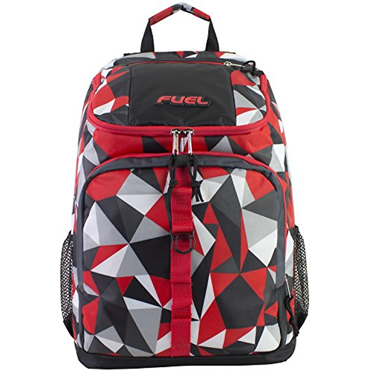 FUEL Top Load Sport Unisex Hiking Camping Carry On Luggage Backpack Bag, for Work, Outdoors, Gym, Red Geo