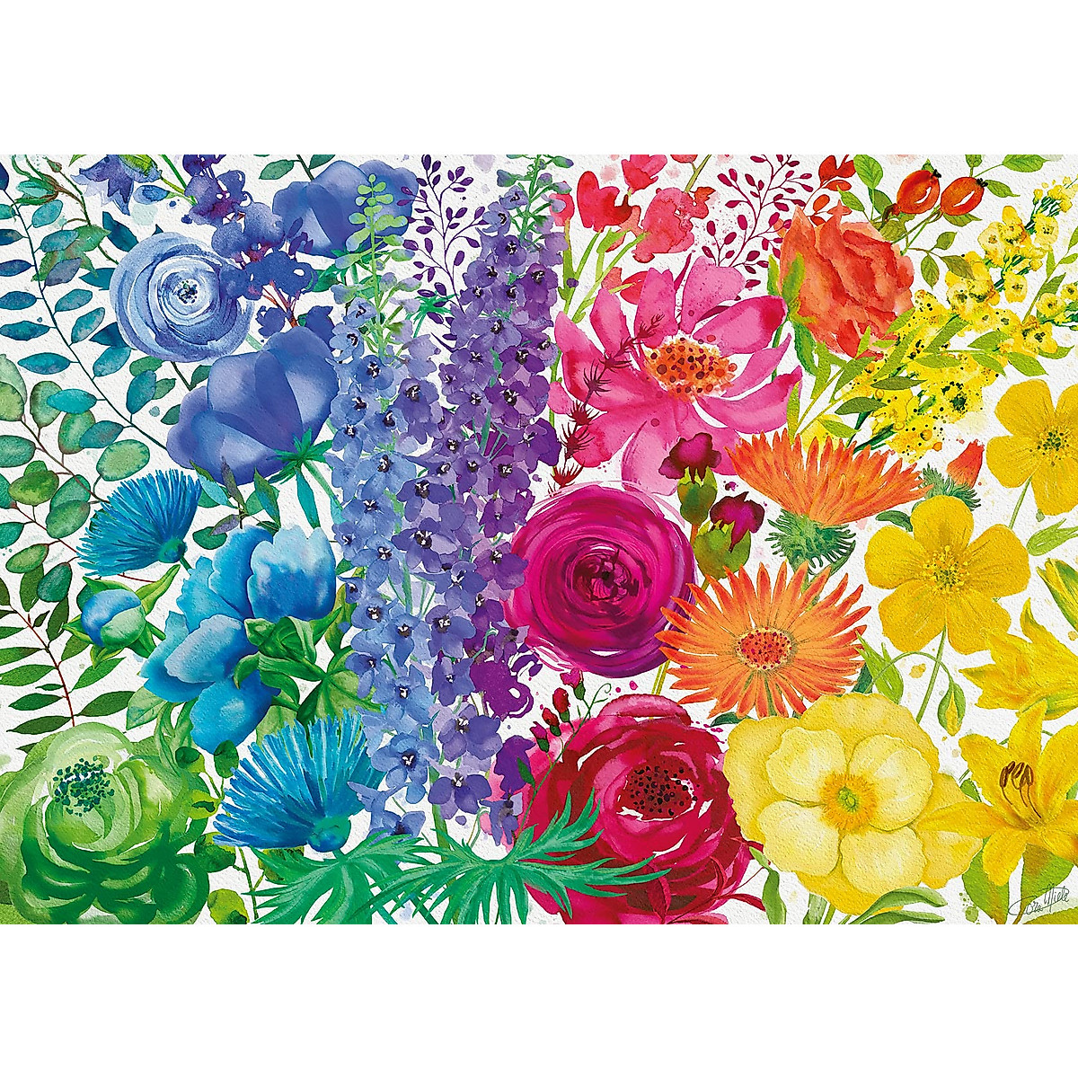 Ravensburger Floral Rainbow Puzzle - 300 Large Format Pieces | Unique Softclick Technology | Vibrant, Glare-Free Design | FSC-Certified Material