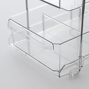 2-Tier Clear Organizer with Sliding Storage Drawers, Baskets, with Handles and Dividers for Kitchen, Closet, Kitchen Pantry Medicine Cabniet Storage Bins Bathroom, and Office, BPA Free (2 Pack)