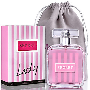 NovoGlow Lady Eau De Toilette for Women elegant 3.4 fl oz Bottle with Shiny Suede Pouch Lovely Gift Combination of Fruity and Floral Notes with Pine Tree Base Aromatic Fragrance for All Occasions (D)