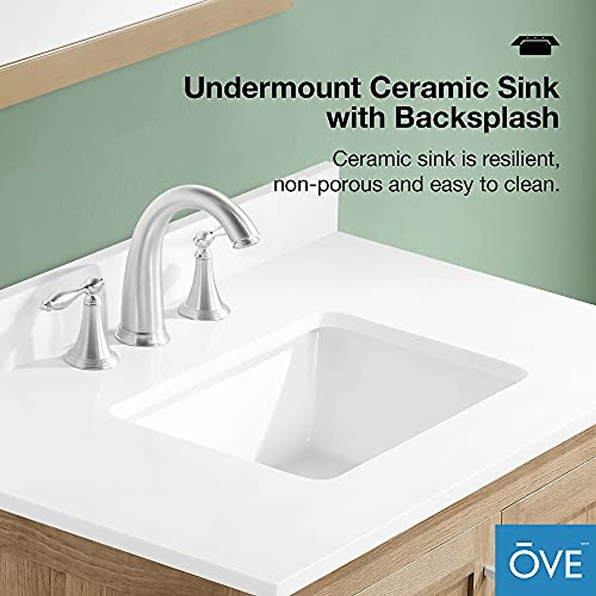 Ove Decors Kansas 30 in. Single Sink Bathroom Cultured Marble Countertop Vanity, 30 inches, in Midnight Blue