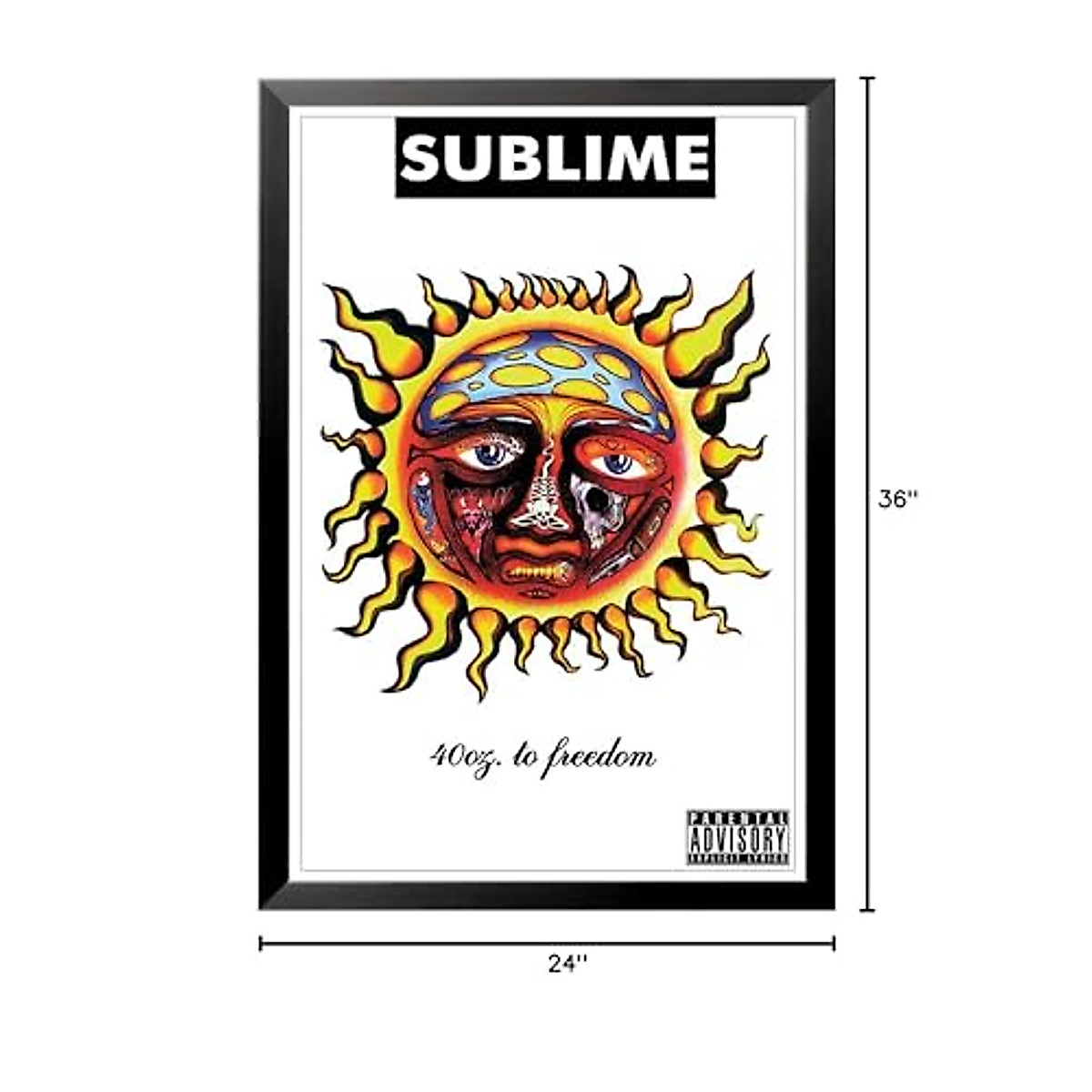 Buyartforless Framed Sublime 40oz to Perfection Debut Album 1992 36x24 Music Art Print Poster White