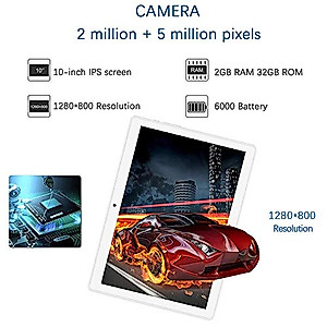 ZONKO Tablet 10.1 inch Android Tablet with 2GB+32GB, 3G Phone Tablets & Dual Sim Card & 2MP+ 5MP Dual Camera, Quad Core Processor, 1280x800 IPS HD Display,GPS, FM (Silver)