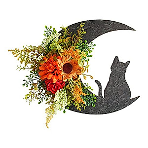Halloween Wreaths Front Door Wreath Black, Fall Wreaths Scene Party Farmhouse Hello Sign Props Halloween Purple Outdoor Decor Window Hanging
