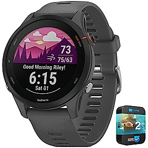 Garmin 010-02641-00 Forerunner 255 GPS Smartwatch Slate Gray Bundle with 2 YR CPS Enhanced Protection Pack
