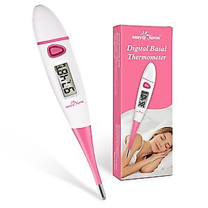 Easy@Home Basal Body Thermometer: BBT for Fertility Prediction with Memory Recall - Accurate Digital Basal Thermometer for Temperature Monitoring with Premom App - EBT-018 (Pink)
