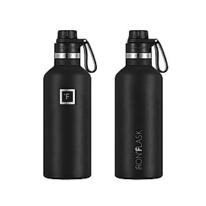 IRON °FLASK Sports Water Bottle - 32 Oz - 3 Lids (Narrow Spout Lid) Leak Proof, Durable Vacuum Insulated Stainless Steel - Hot & Cold Double Walled Insulated Thermos - Valentines Day Gifts - Him/Her