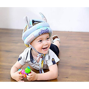 Ewanda store Infant Baby Head Helmet Safety Helmet Head Cushion Bumper Bonnet Protection Hat for Toddler Kids Children Walking Running Crawling(Grey Blue Elephant)