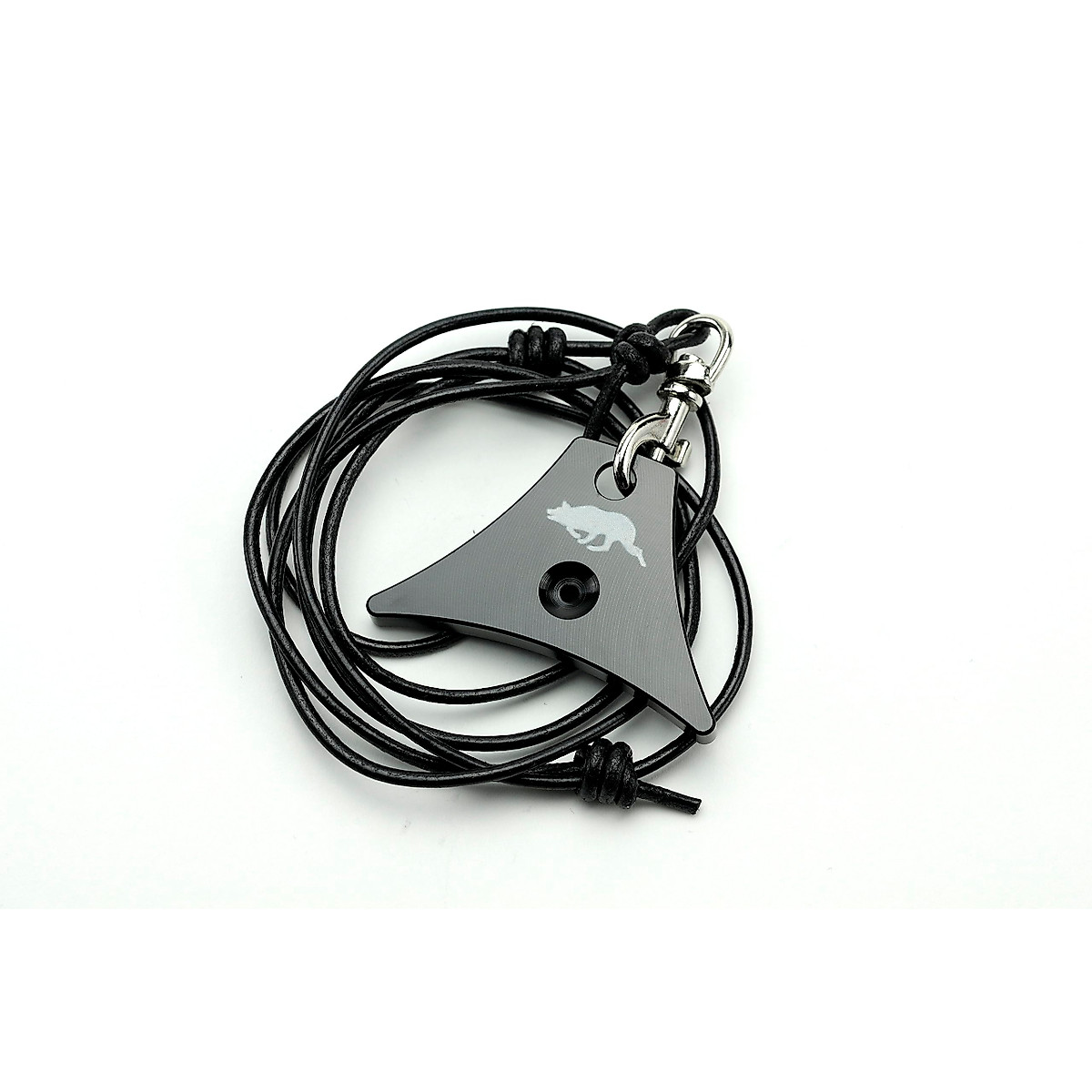 Logan A1 Shepherd Whistle with Collie Etch & Leather Lanyard - Black