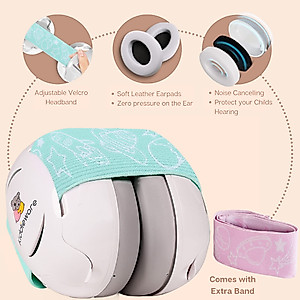 Kiddieware Green Baby Noise Cancelling Headphones for Baby 0-24 Months - Soundproof Baby Ear Muffs for Baby Ear Protection Helps Sleep