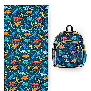 Wildkin 12 Inch Kids Backpack Bundle with Nap Mat Cover (Jurassic Dinosaurs)