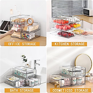 2 pack clear Drawer Plastic stackable Storage Box Bins Organizer，Medicine Container,Family First Aid Kits Medicine cabinet Box,Closet ，Shelf，Ointments, Adhesive Bandages，Cosmetics,Office Items