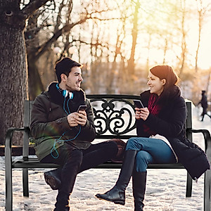 Outvita Outdoor Bench, 50" Metal Garden Bench Patio Porch Furniture with Floral Design Backrest Powder-Coated Chair Yard Entryway Deck Furniture