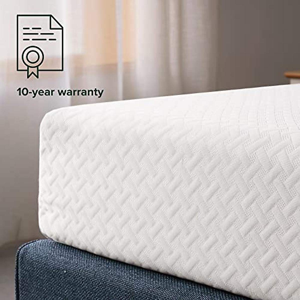 Zinus 8” Green Tea Cool Feel Memory Foam Mattress, Bed-in-a-Box with Compact WONDERBOX Packaging, CertiPUR-US(R) Certified, Twin, White